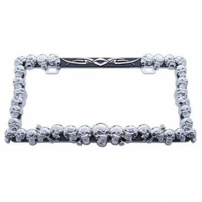 SKULL LICENSE PLATE FRAME - CHROME | Kool Rides / Ricks Hot Rod Works